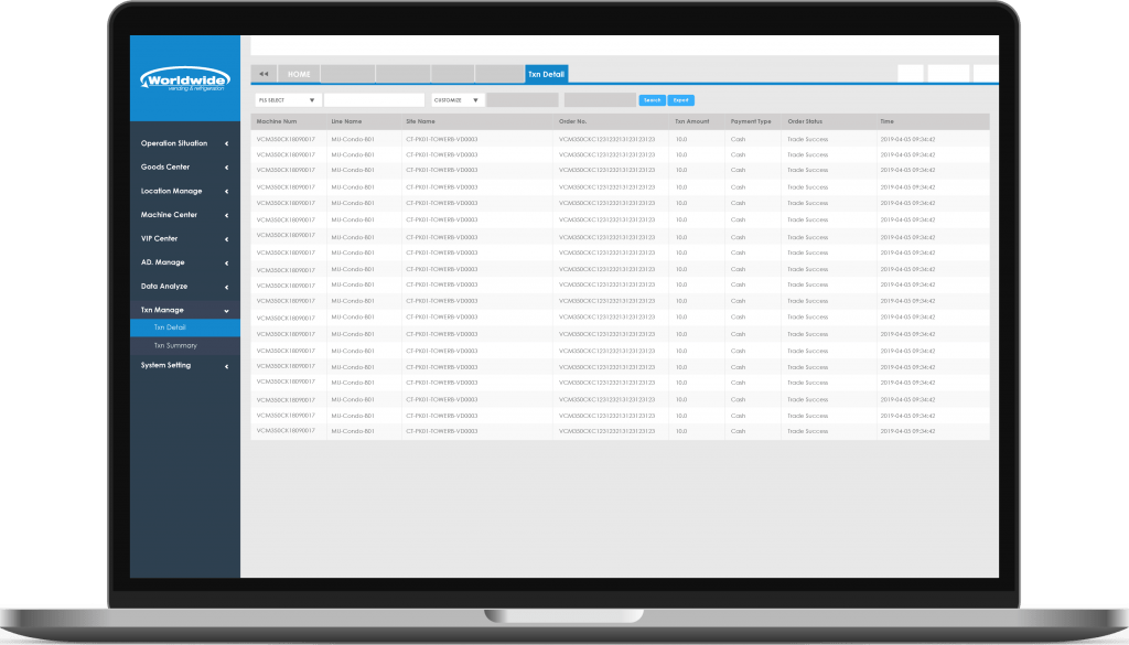 Worldwide Vending Machine Management System